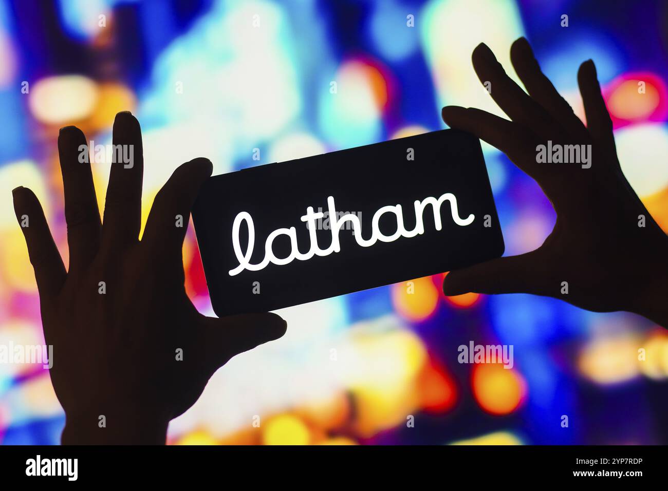 In this photo illustration, the Latham Group logo is displayed on a ...