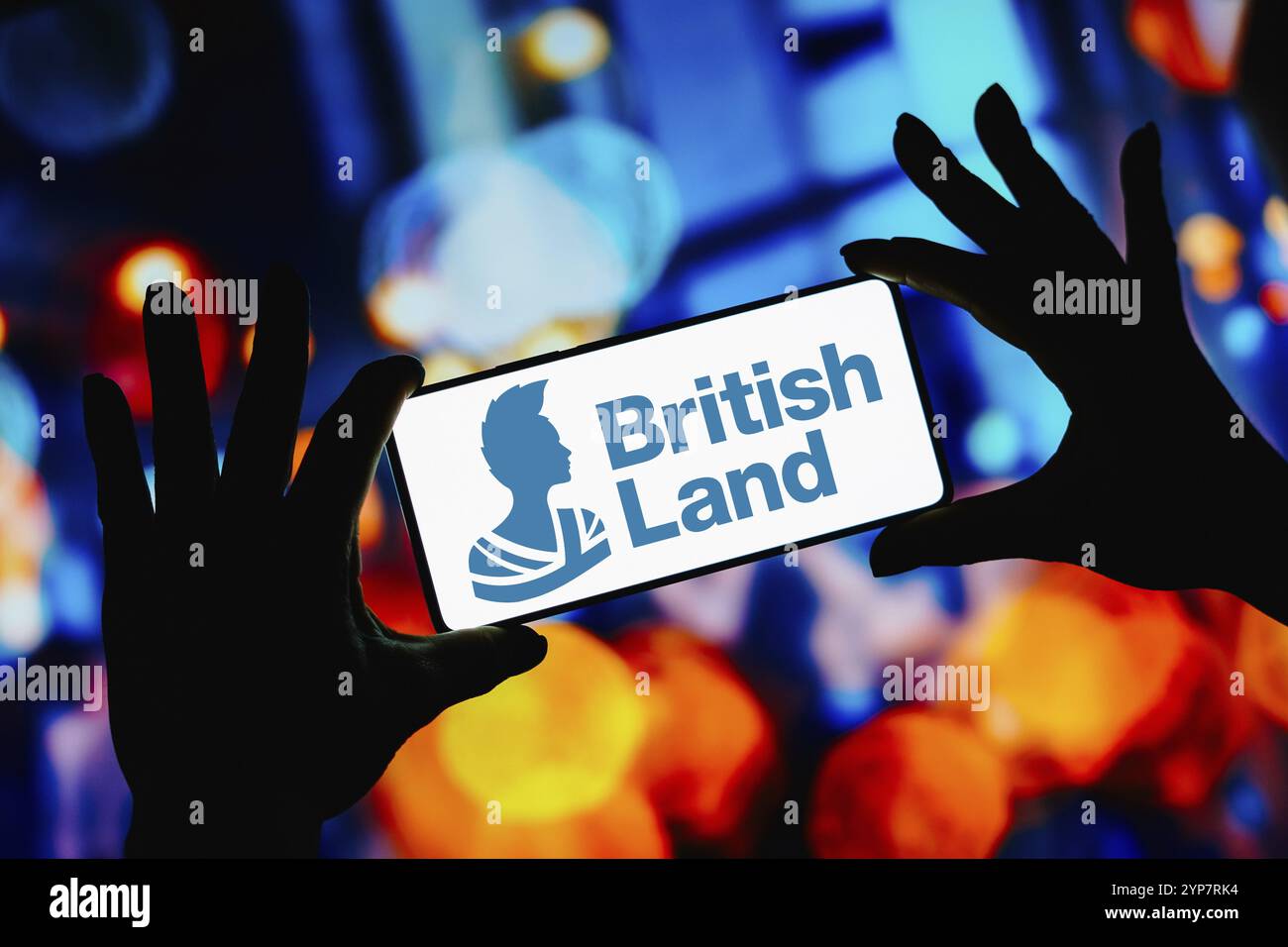 In this photo illustration, the British Land logo is displayed on a ...