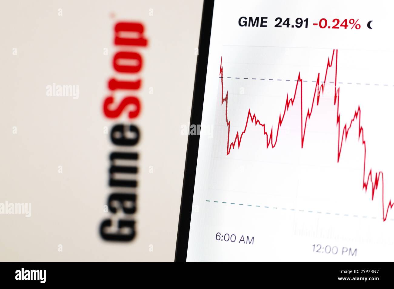 In this photo illustration, the stock market information seen displayed ...