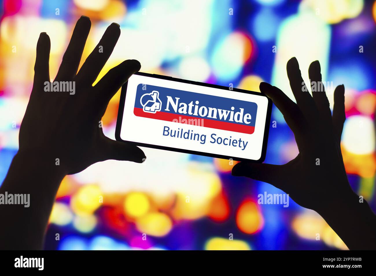In this photo illustration, the Nationwide Building Society logo is ...