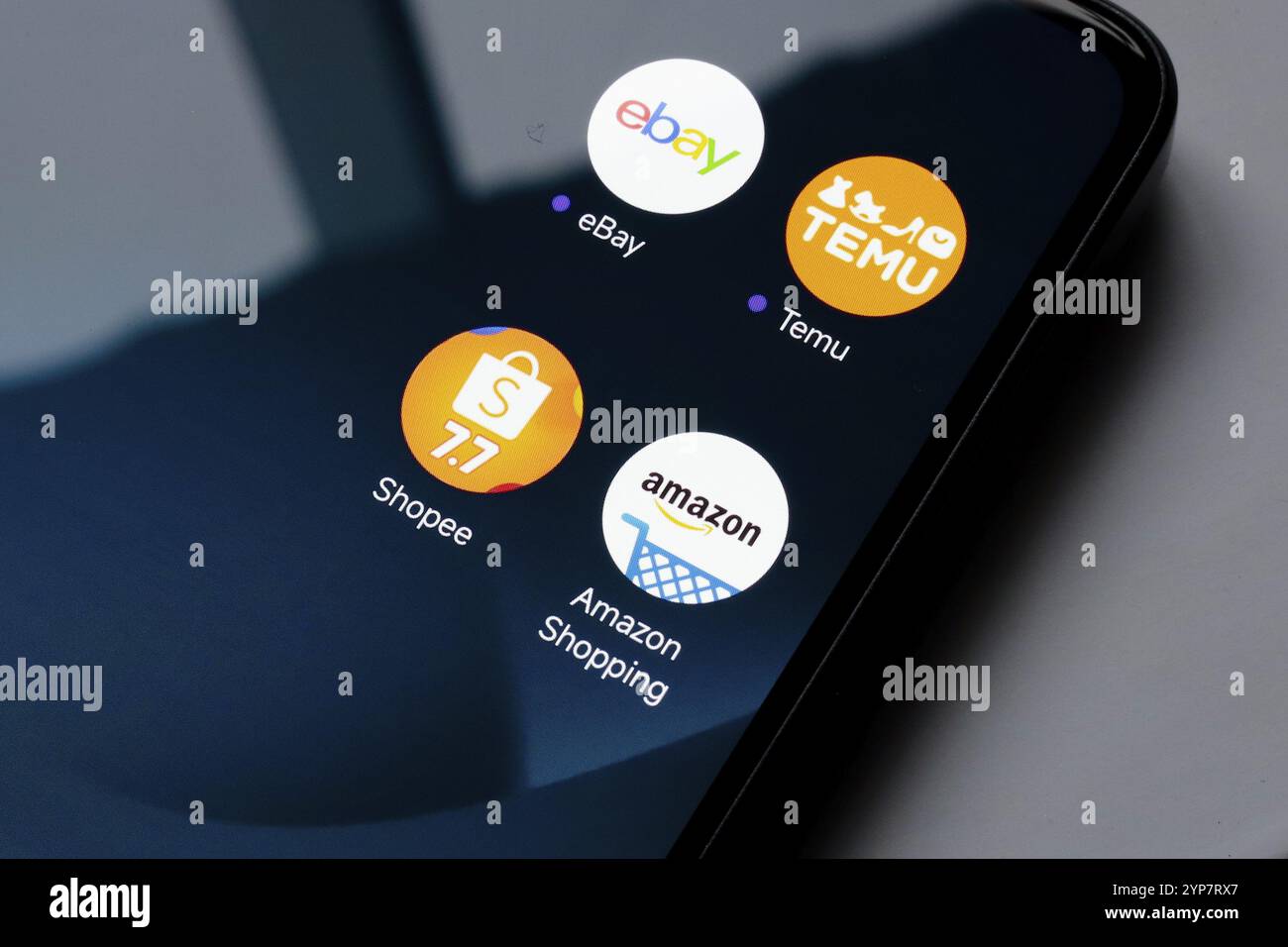 In this photo illustration, the app logo Ebay, Temu, Shopee and Amazon ...
