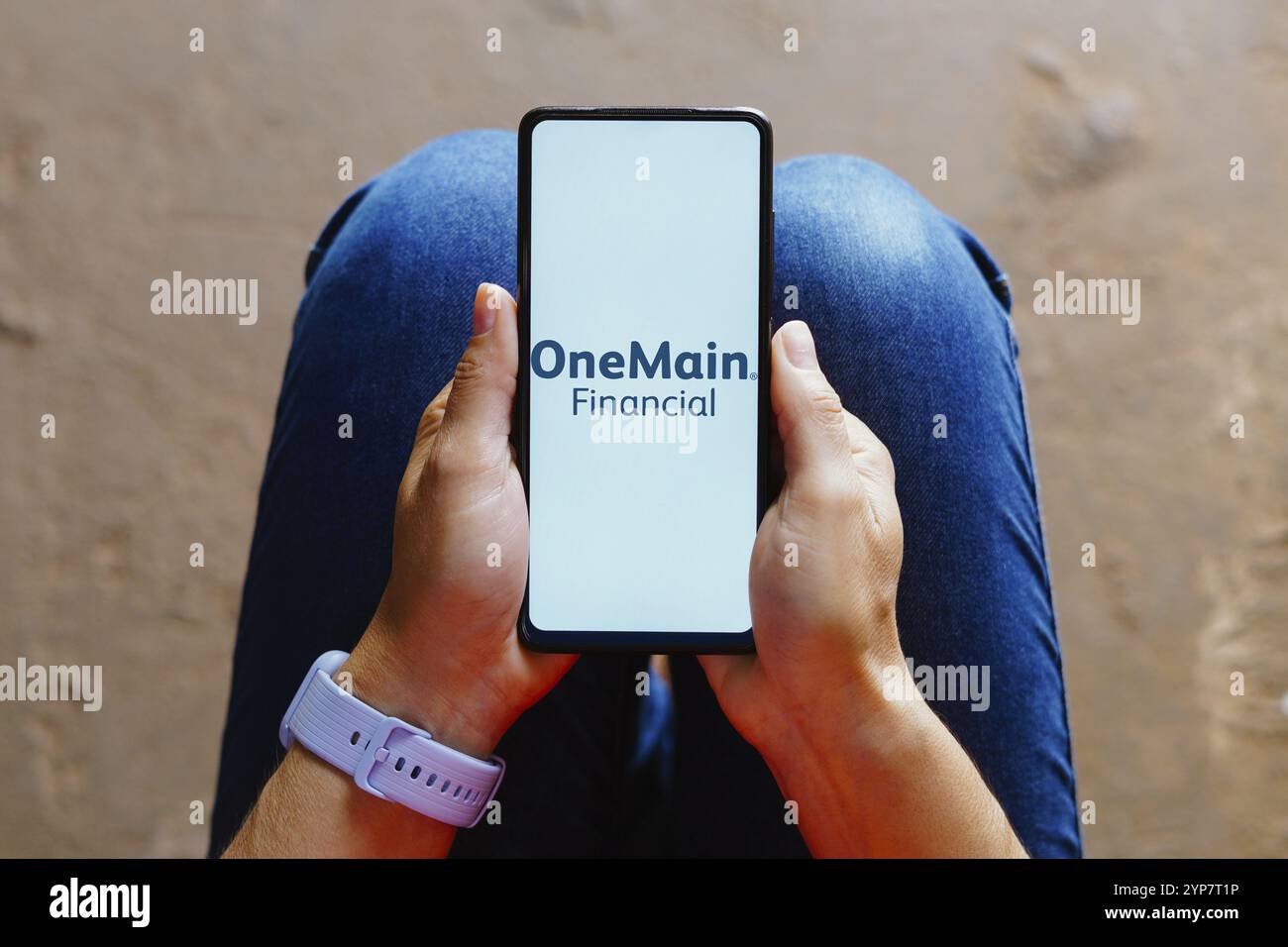 In this photo illustration, the OneMain Financial logo is displayed on ...