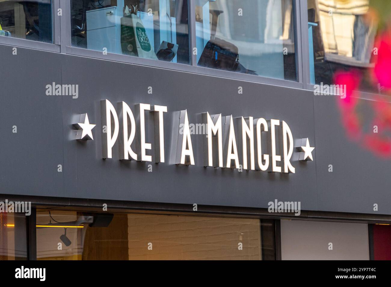 London, UK- September 19, 2024: Pret A Manger Coffee Shop sign entrance ...