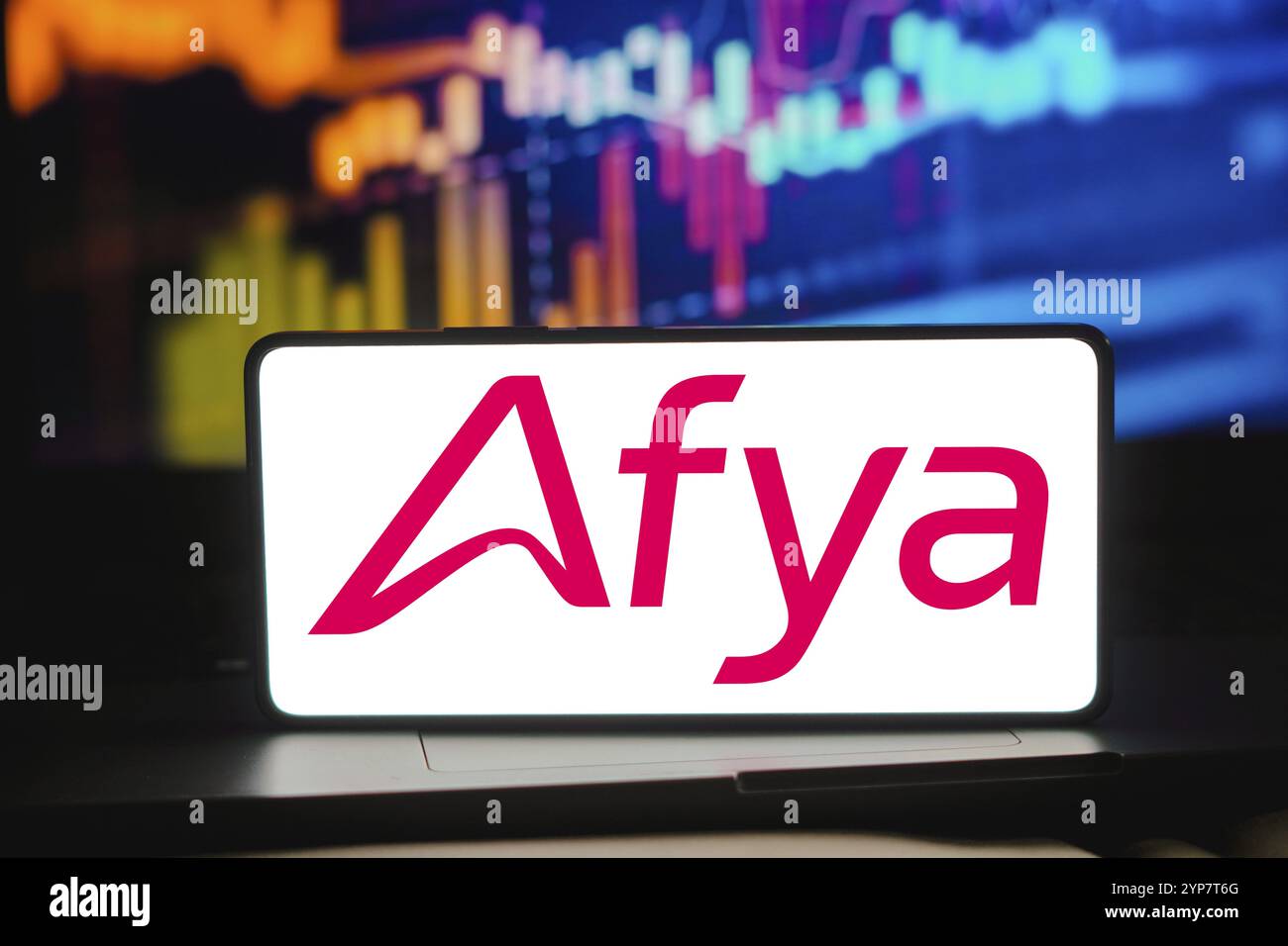 In this photo illustration, the Afya Limited logo is displayed on a ...