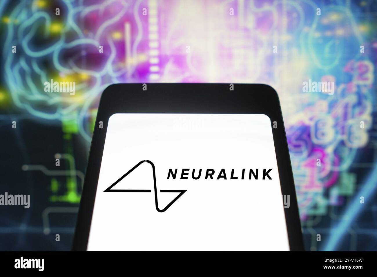In this photo illustration, the Neuralink logo is displayed on a ...