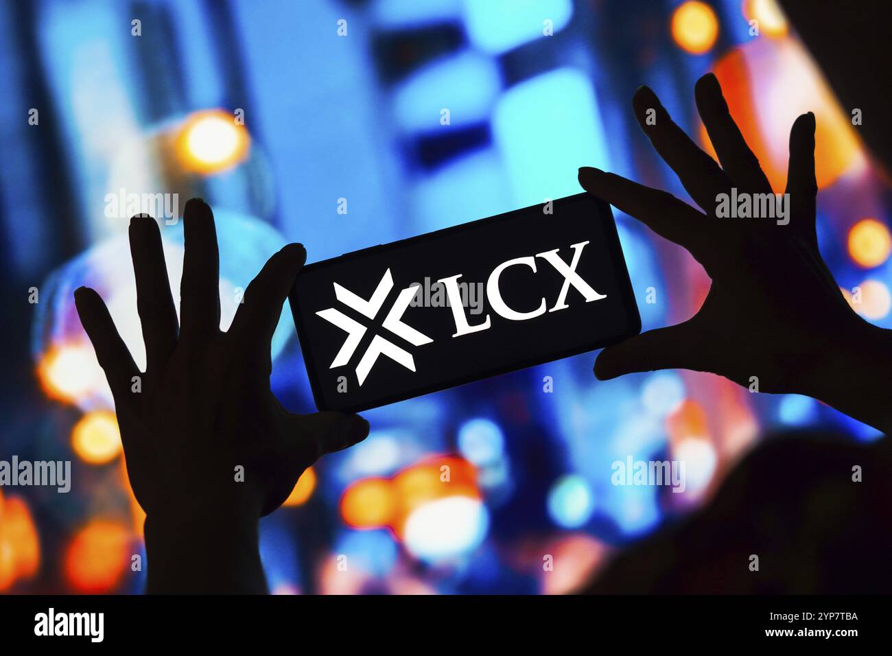 In this photo illustration, the LCX Exchange logo seen displayed on a ...