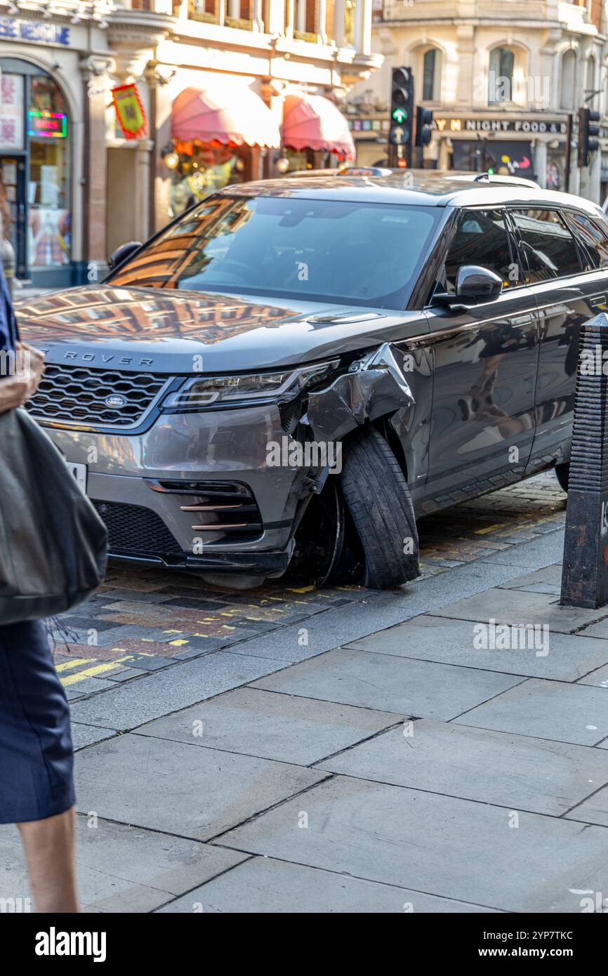 London, UK- September 19, 2024: Damaged Range Rover with significant ...