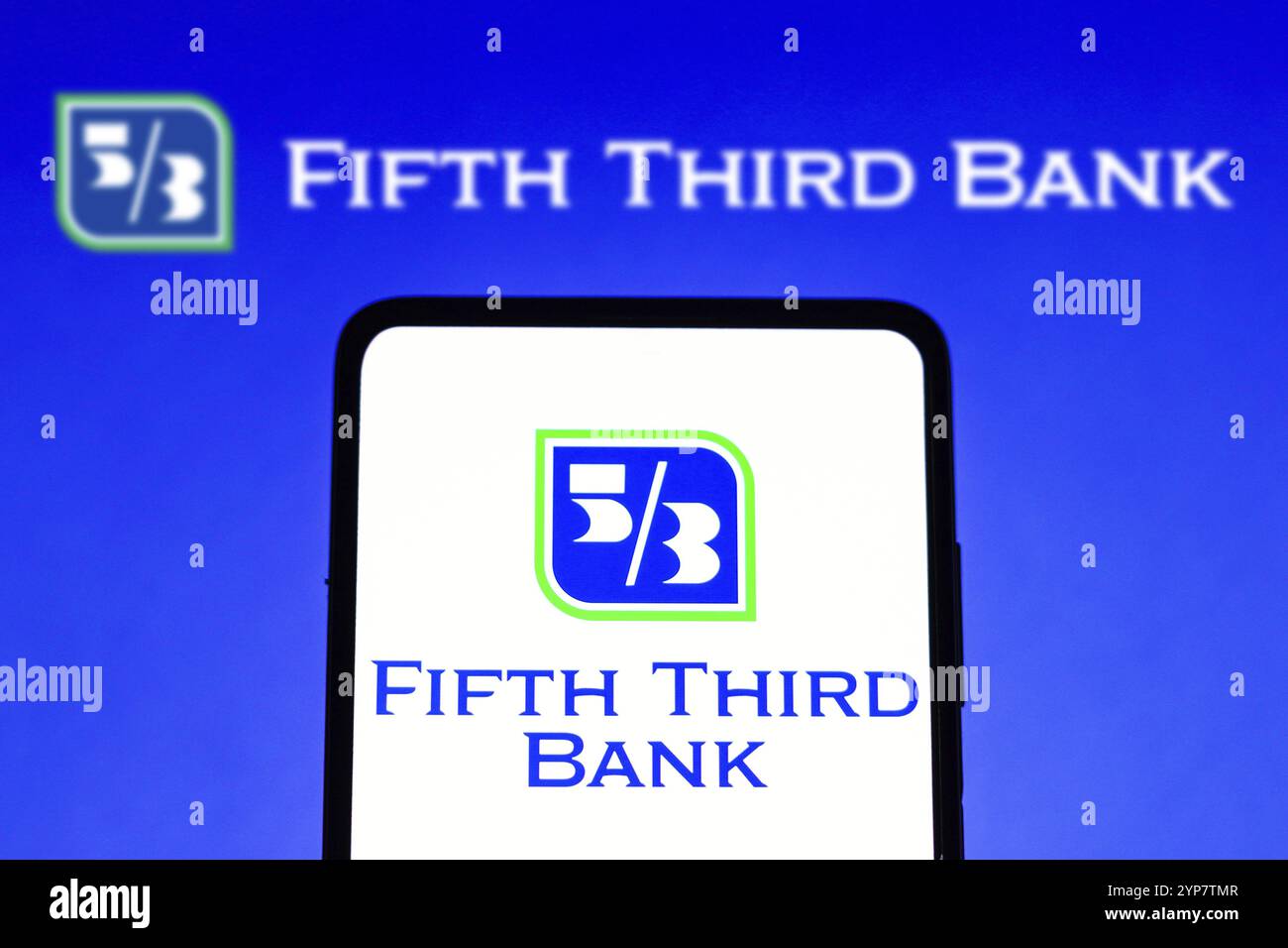 In this photo illustration, the Fifth Third Bank logo seen displayed on ...