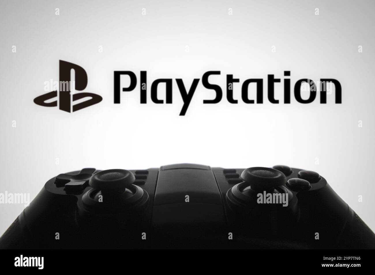 In this photo illustration, the PlayStation logo is displayed on a ...