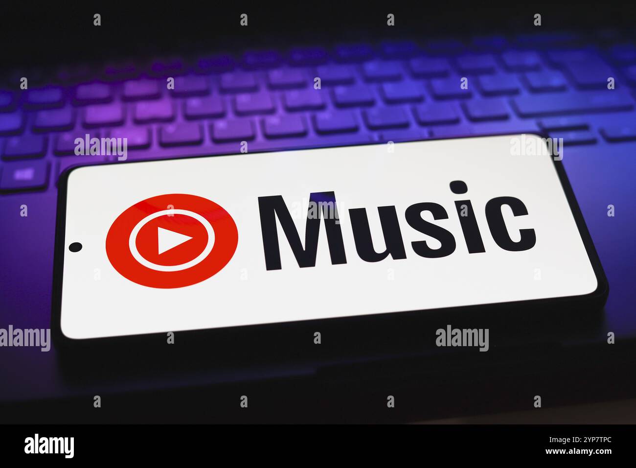 In this photo illustration, the YouTube Music logo is displayed on a ...