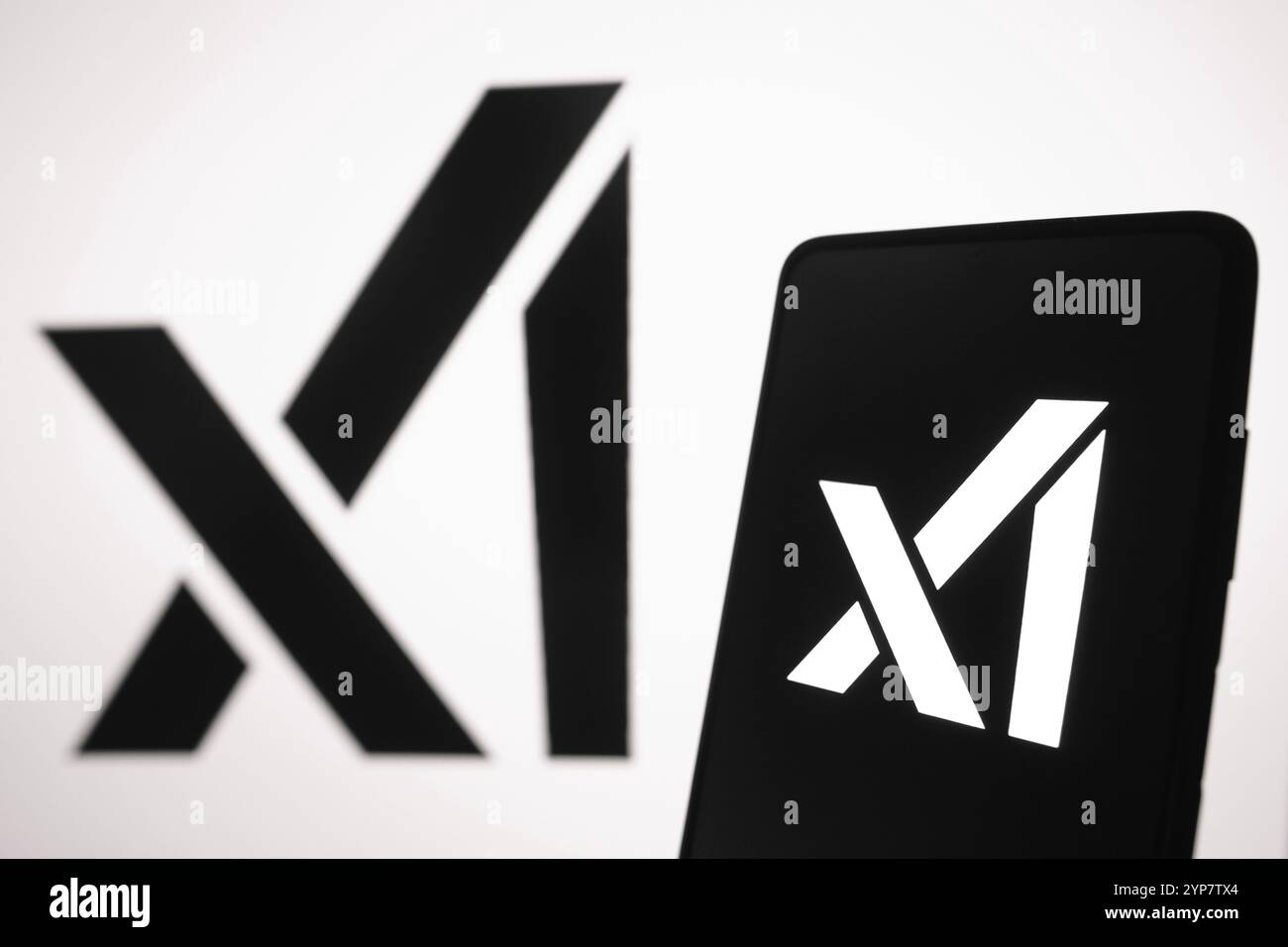In this photo illustration, the xAI logo seen displayed on a smartphone ...
