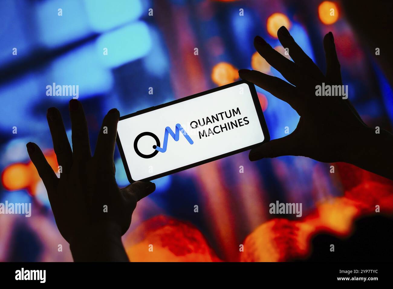 In this photo illustration, the Quantum Machines logo seen displayed on ...