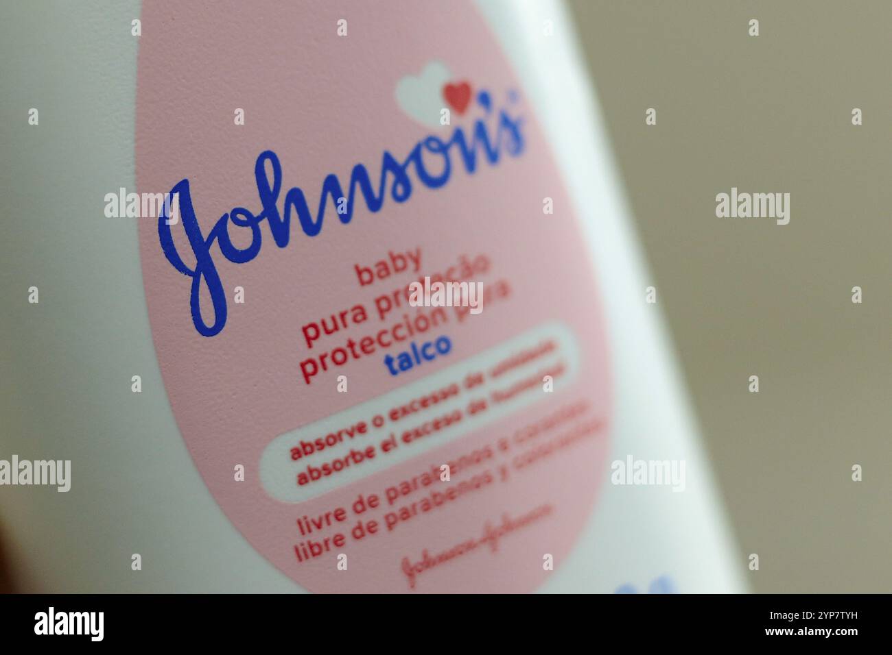 In this photo illustration, the Johnson & Johnson logo on a baby powder ...
