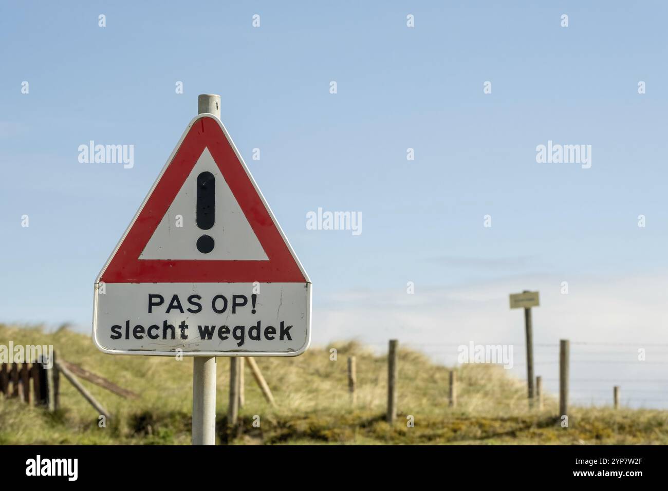 Sign in the netherlands, warning bad road, dutch Stock Photo - Alamy