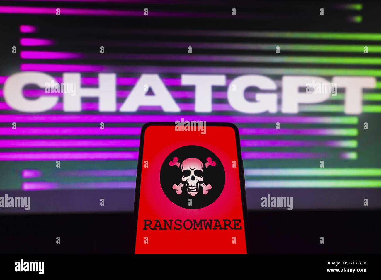 In this photo illustration, the representation of a ransomware is ...