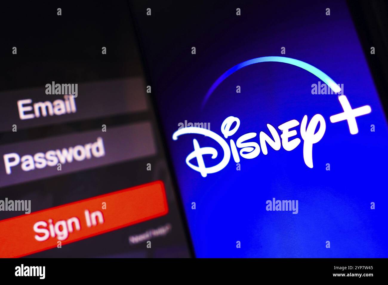 In this photo illustration, the Disney Plus logo is displayed on a ...