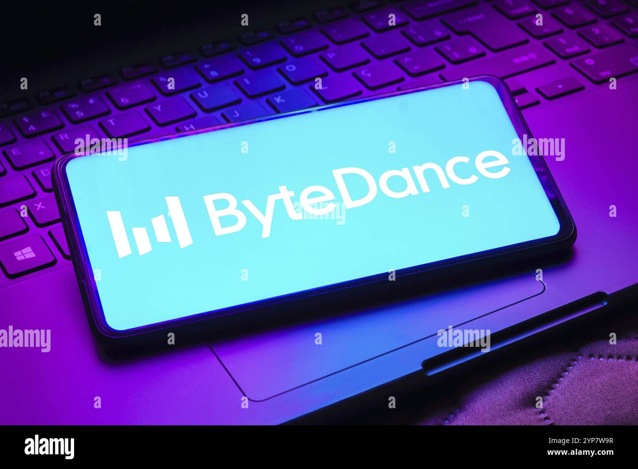 In this photo illustration, the ByteDance logo is displayed on a ...