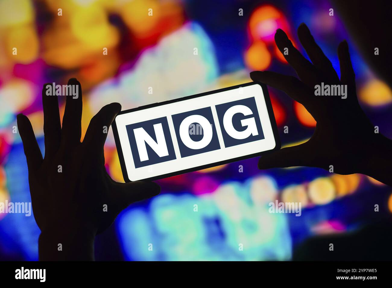 In this photo illustration, the Northern Oil and Gas (NOG) logo is ...