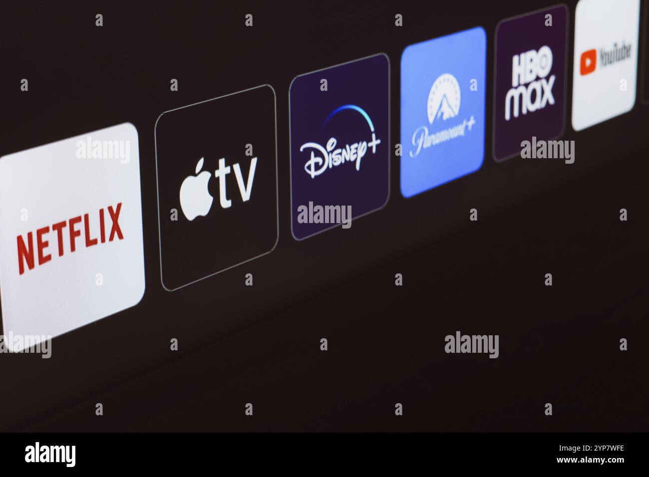 In this photo illustration the Netflix, Apple TV, Disney Plus ...