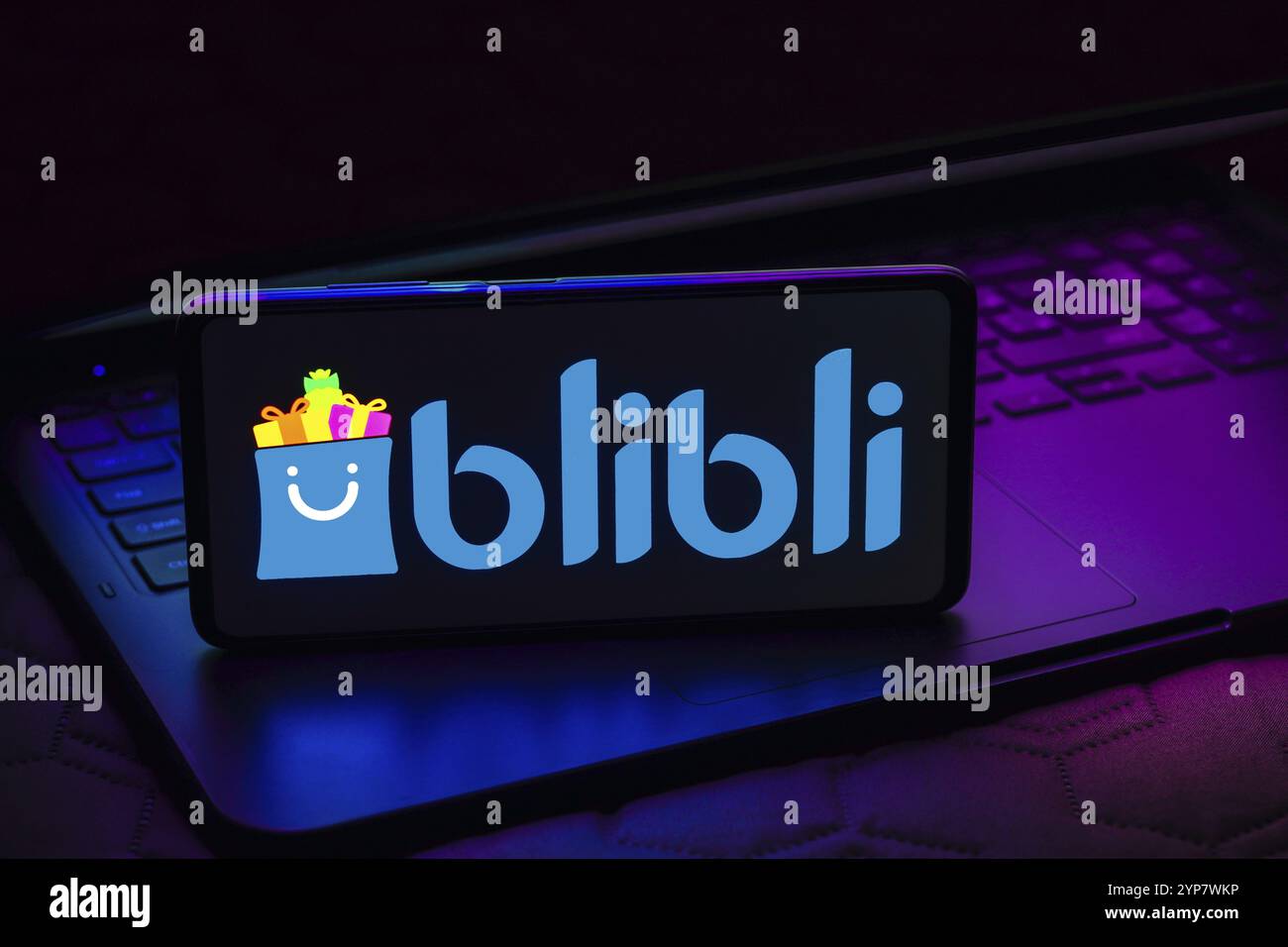 In this photo illustration, the Blibli logo is displayed on a ...