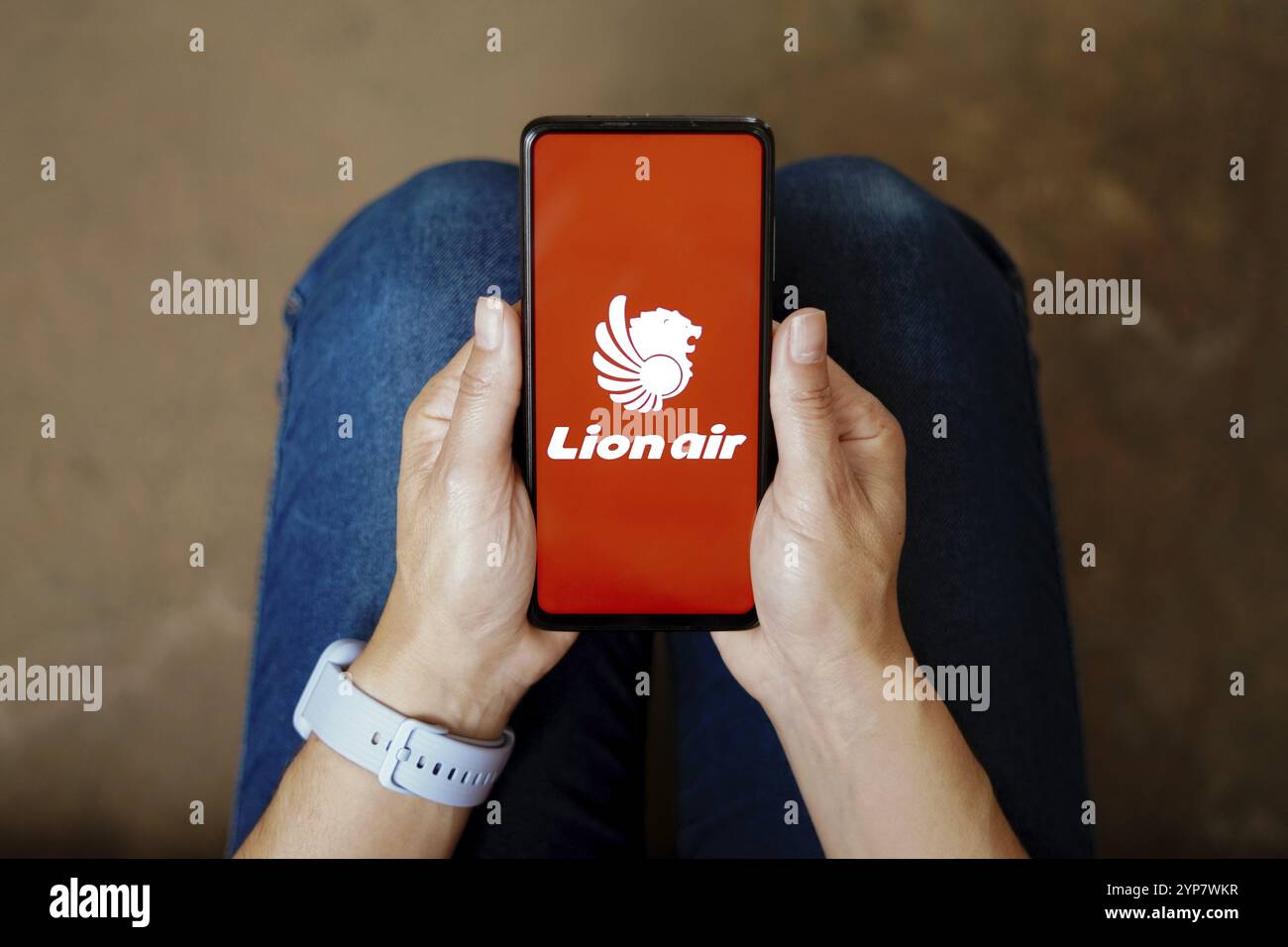 In this photo illustration, the Lion Air logo seen displayed on a ...