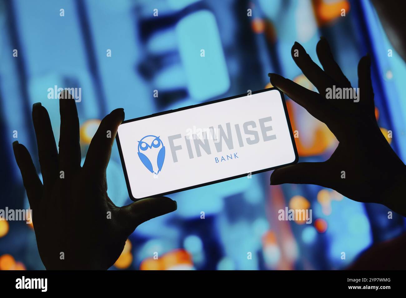 In this photo illustration, the FinWise Bank logo is displayed on a ...