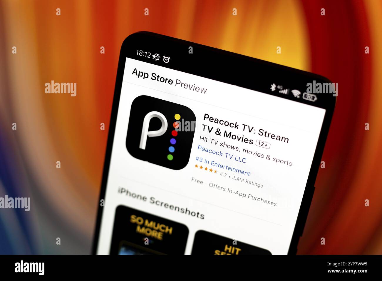 In this photo illustration, the Peacock TV app is seen on the Apple ...