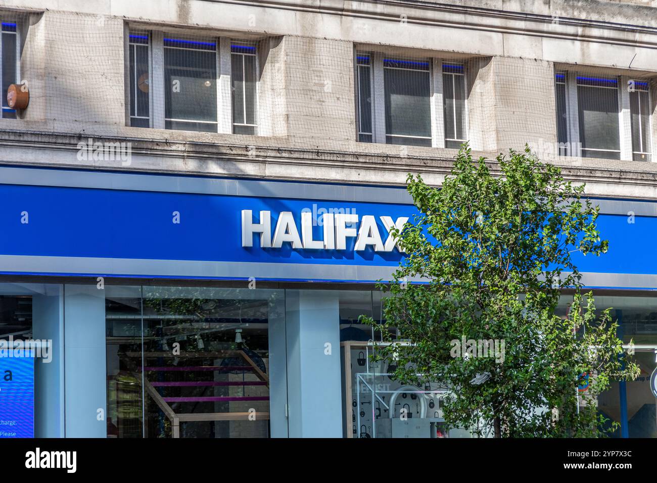 London, UK- September 19, 2024: Halifax Bank Blue Logo sign outside ...