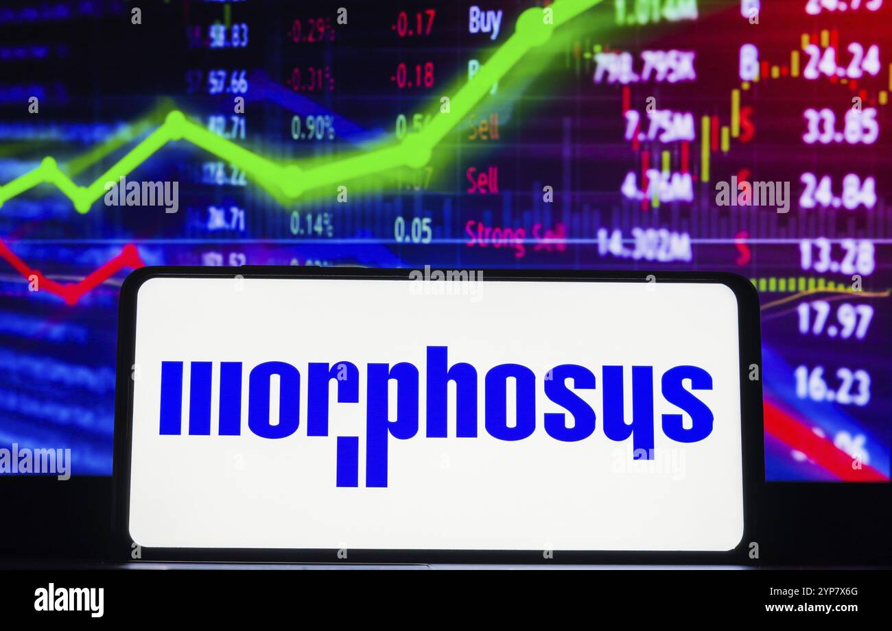 In this photo illustration the MorphoSys AG logo seen displayed on a ...