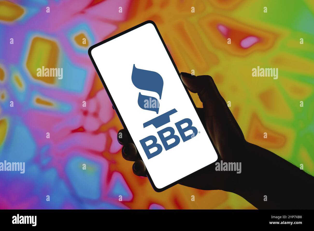 In this photo illustration, the Better Business Bureau (BBB) logo is ...
