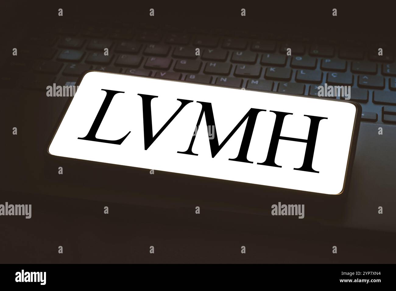In this photo illustration, the LVMH Moet Hennessy Louis Vuitton SE ...
