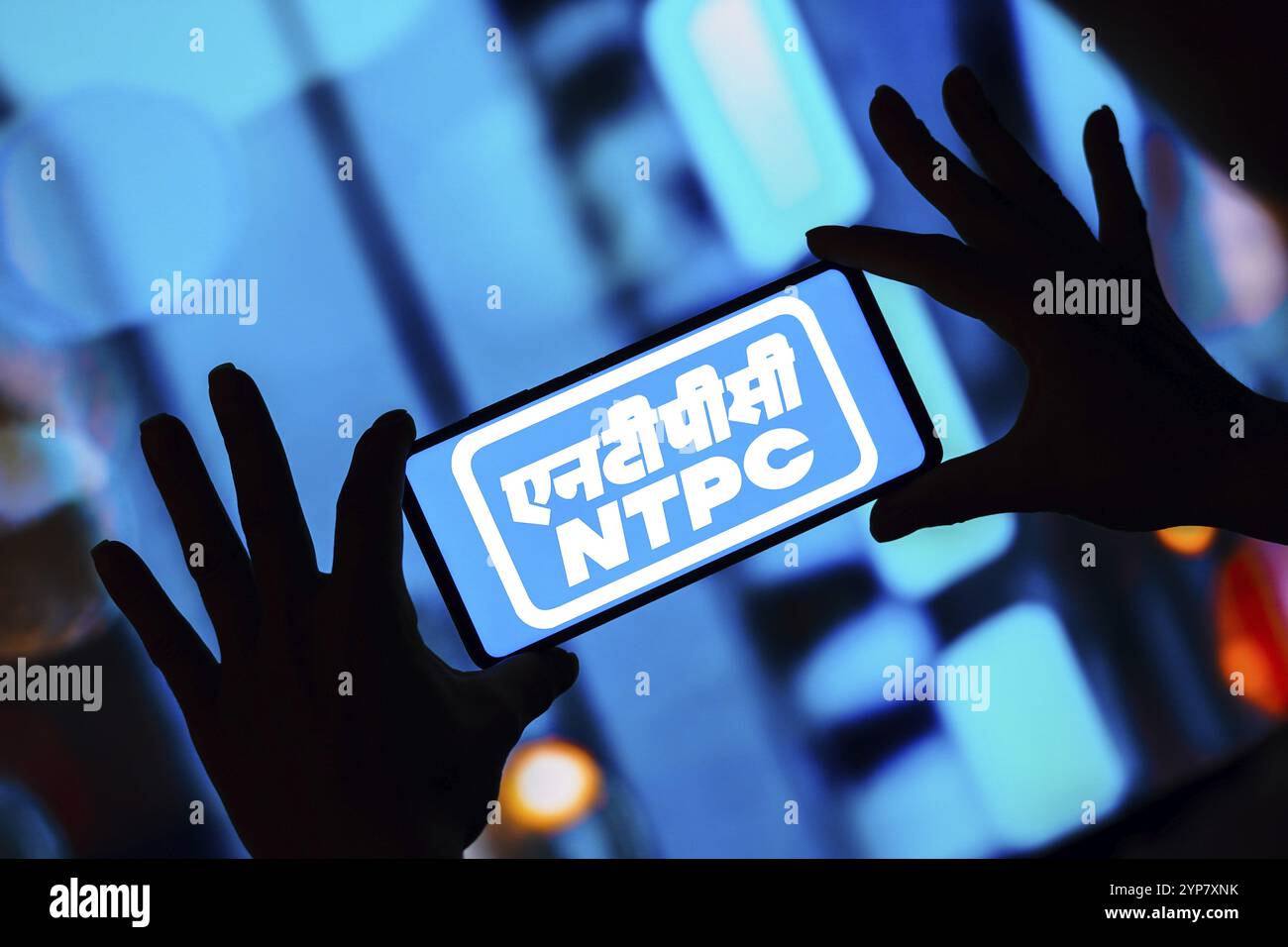 In this photo illustration, the NTPC Limited logo is seen displayed on ...