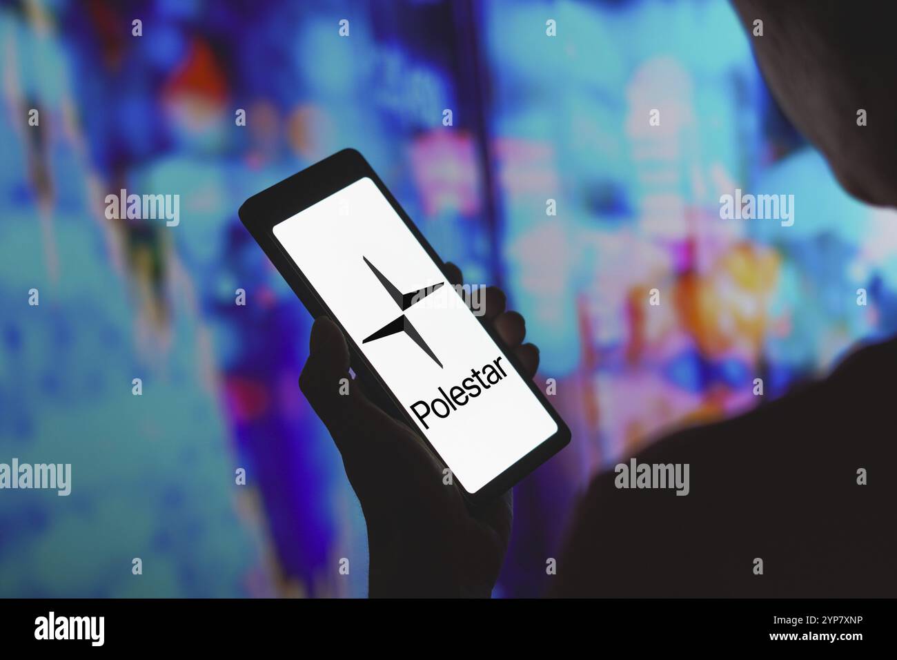 In this photo illustration, the Polestar logo is displayed on a ...