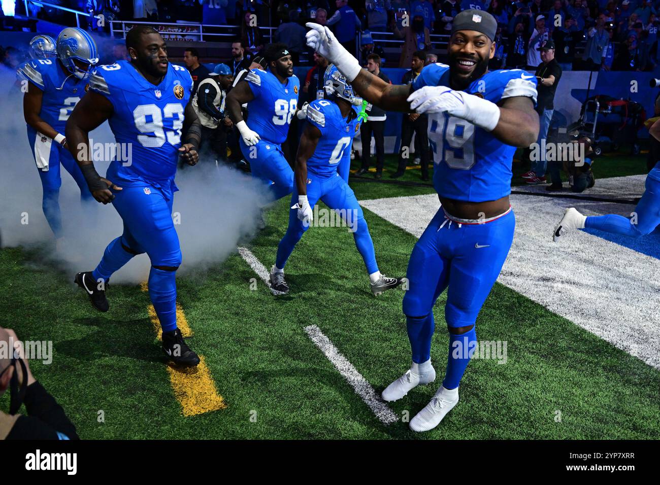 Detroit Lions defensive end Za'Darius Smith is introduced before an NFL ...