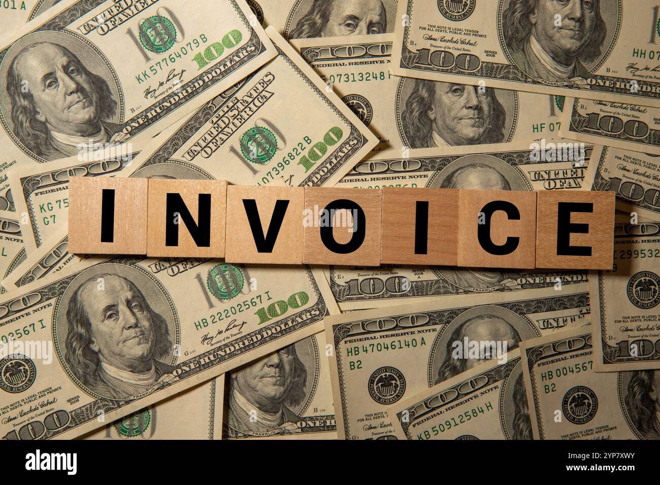 receipt, calculator and pen with the word invoice. business record ...