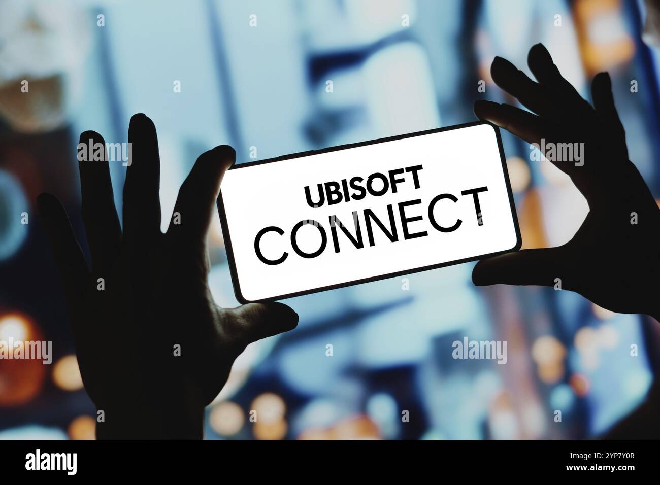 In this photo illustration, the Ubisoft Connect logo is displayed on a ...