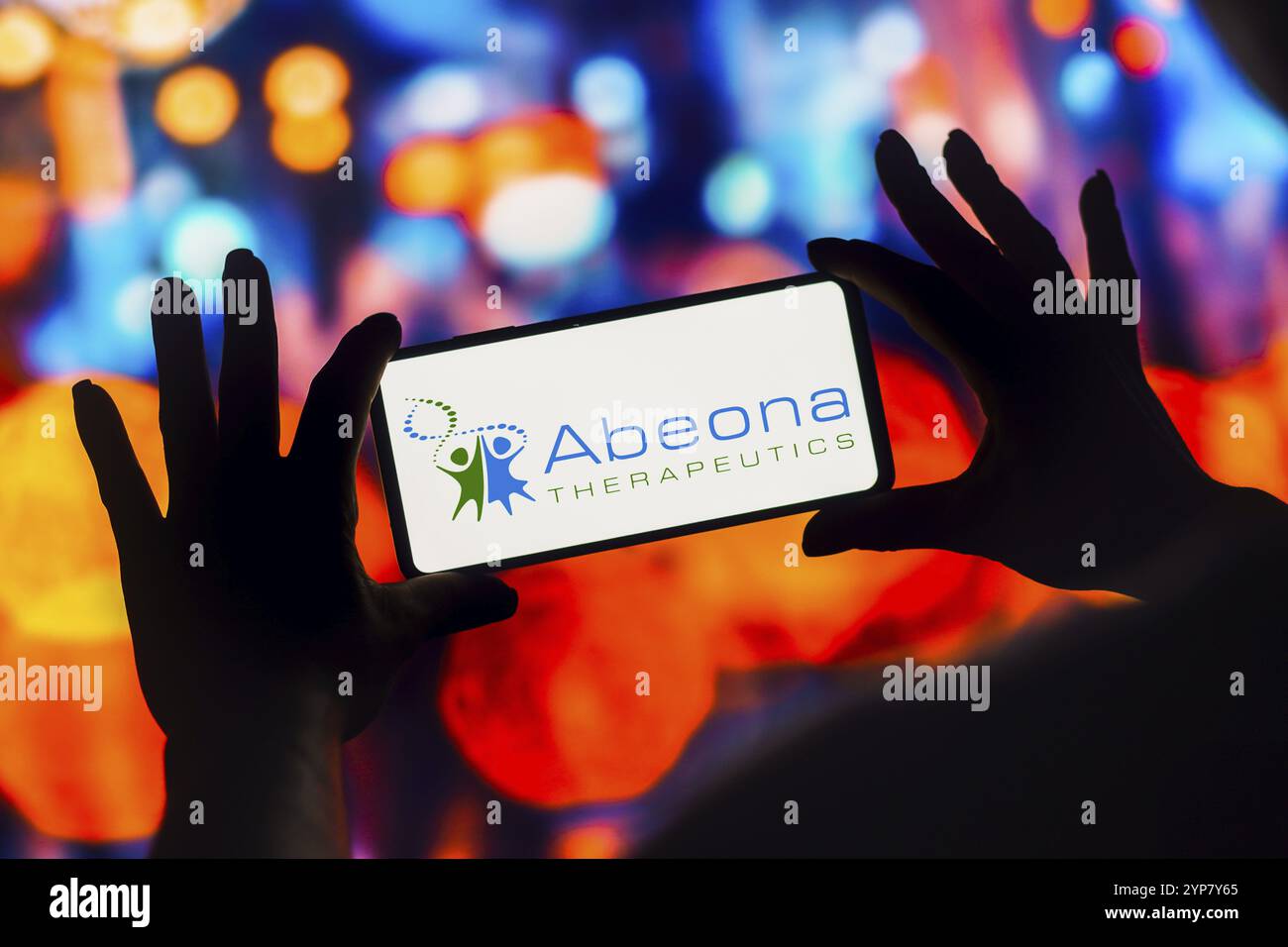 In this photo illustration, the Abeona Therapeutics logo is displayed ...