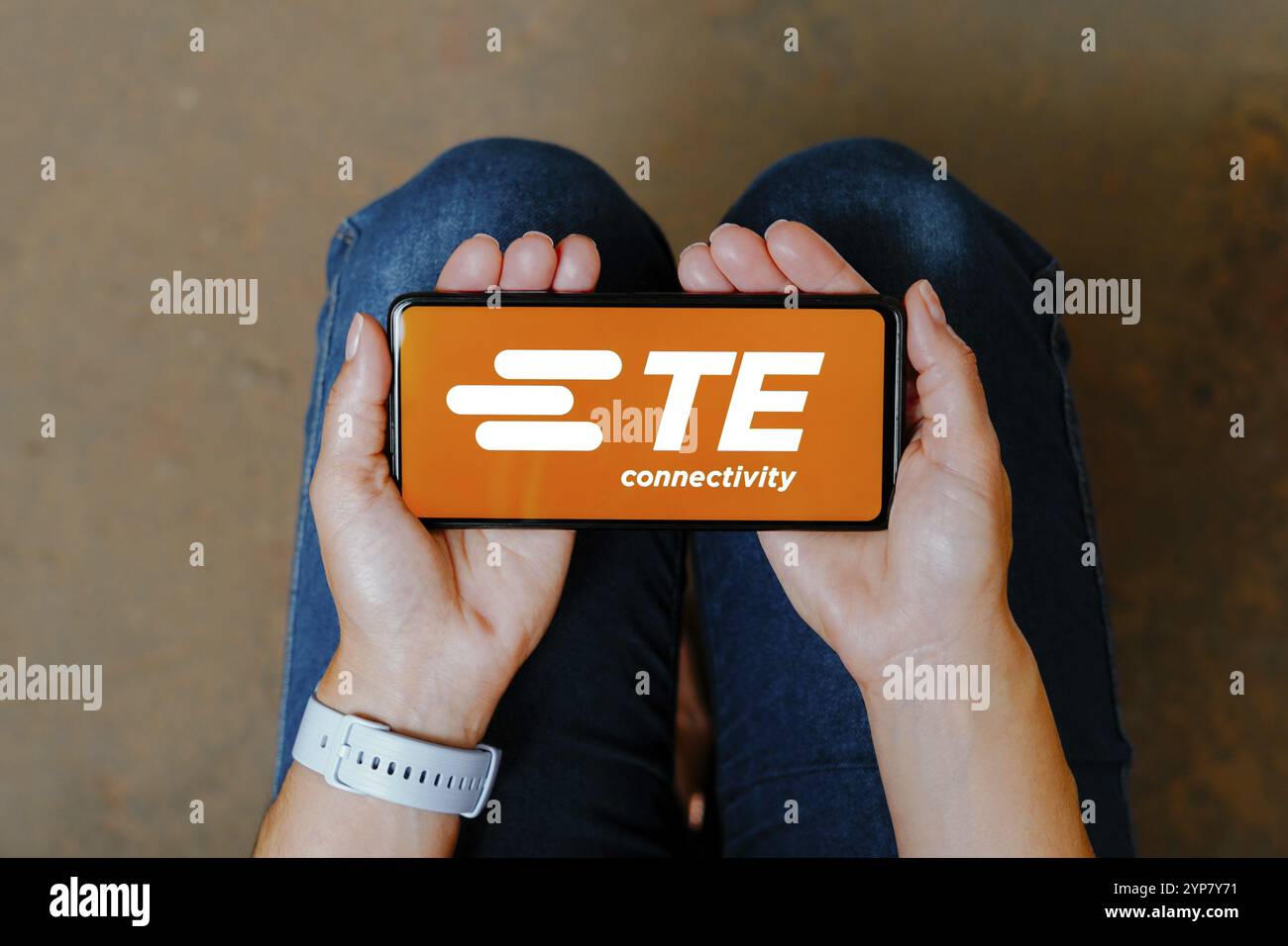In this photo illustration, the TE Connectivity logo is displayed on a ...
