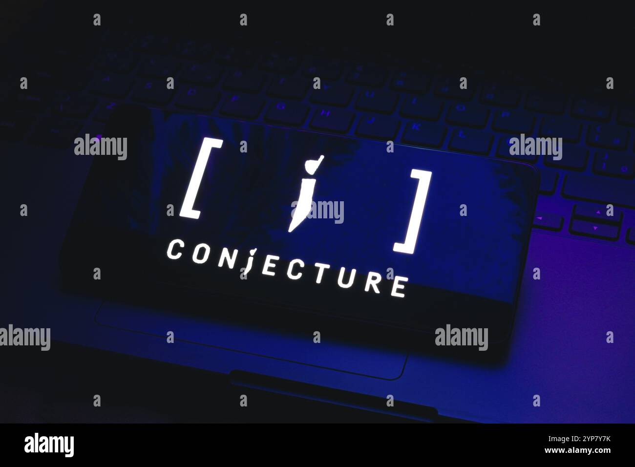 In this photo illustration, the Conjecture AI logo is displayed on a ...