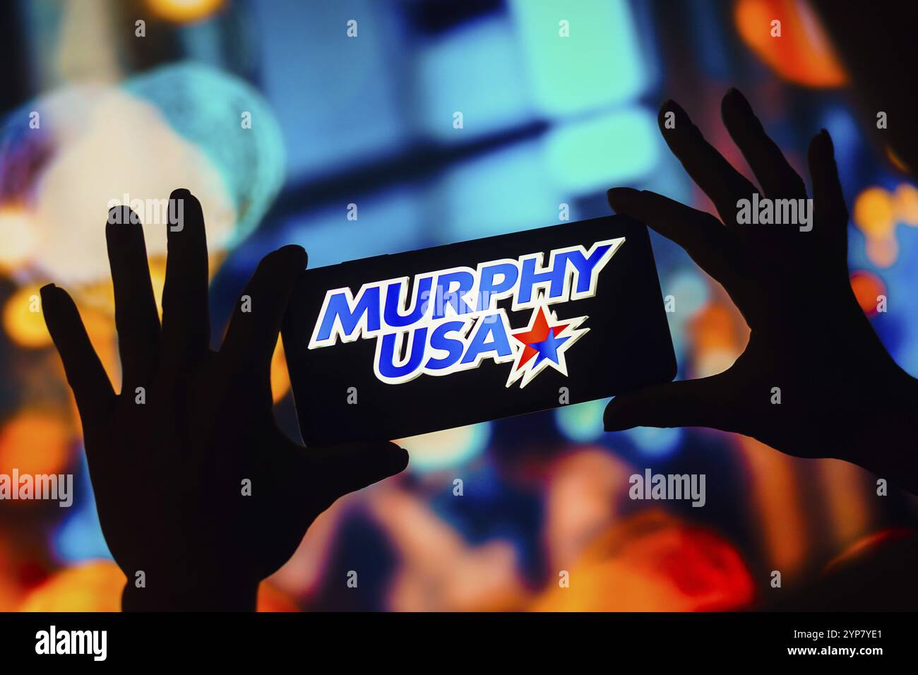 In this photo illustration, the Murphy USA logo is displayed on a ...