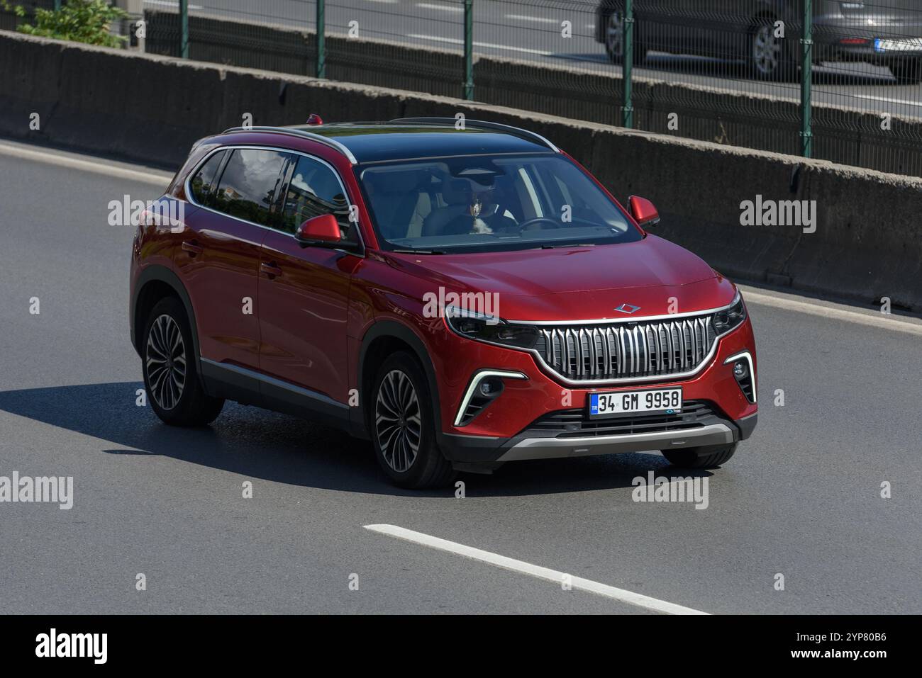 ISTANBUL, TURKEY - SEPTEMBER 7, 2024: TOGG T10X car on the highway ...