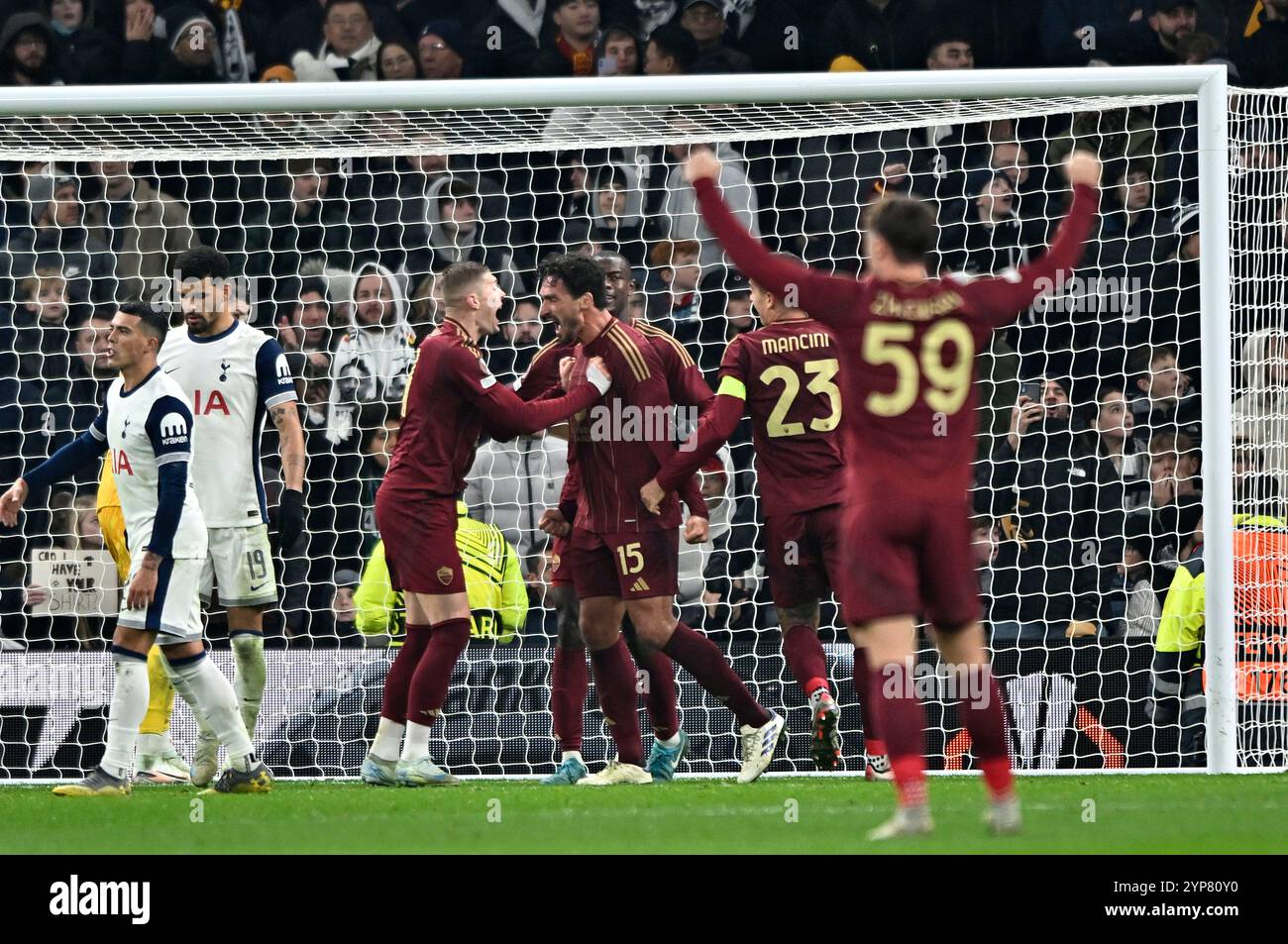 London, UK. 28th Oct, 2024. GOAL. Scorer Mats Hummels (AS Roma, 15) is ...