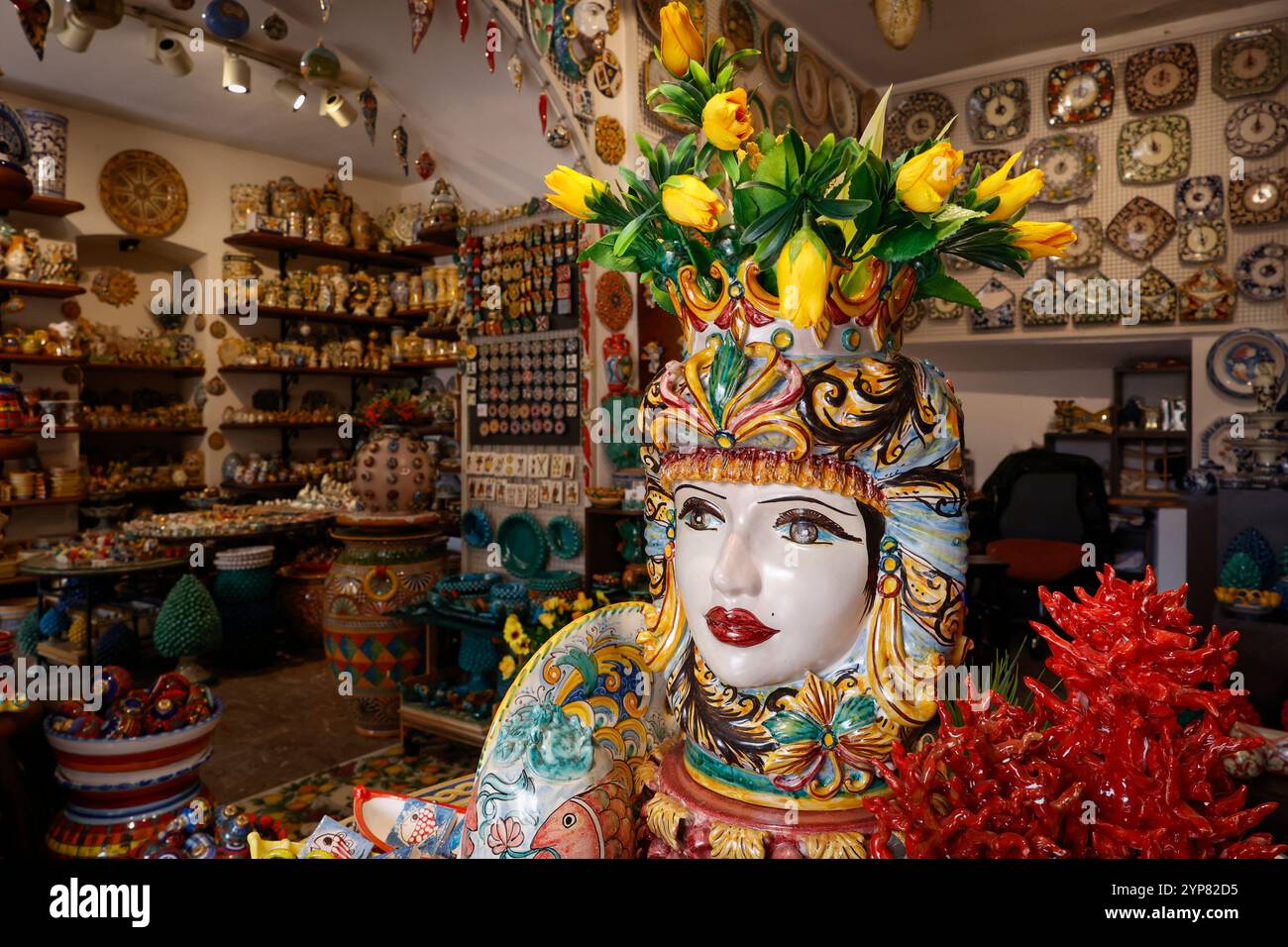 ceramic SICILIAN MOOR’S HEADS or Teste di Moro around the town of ...