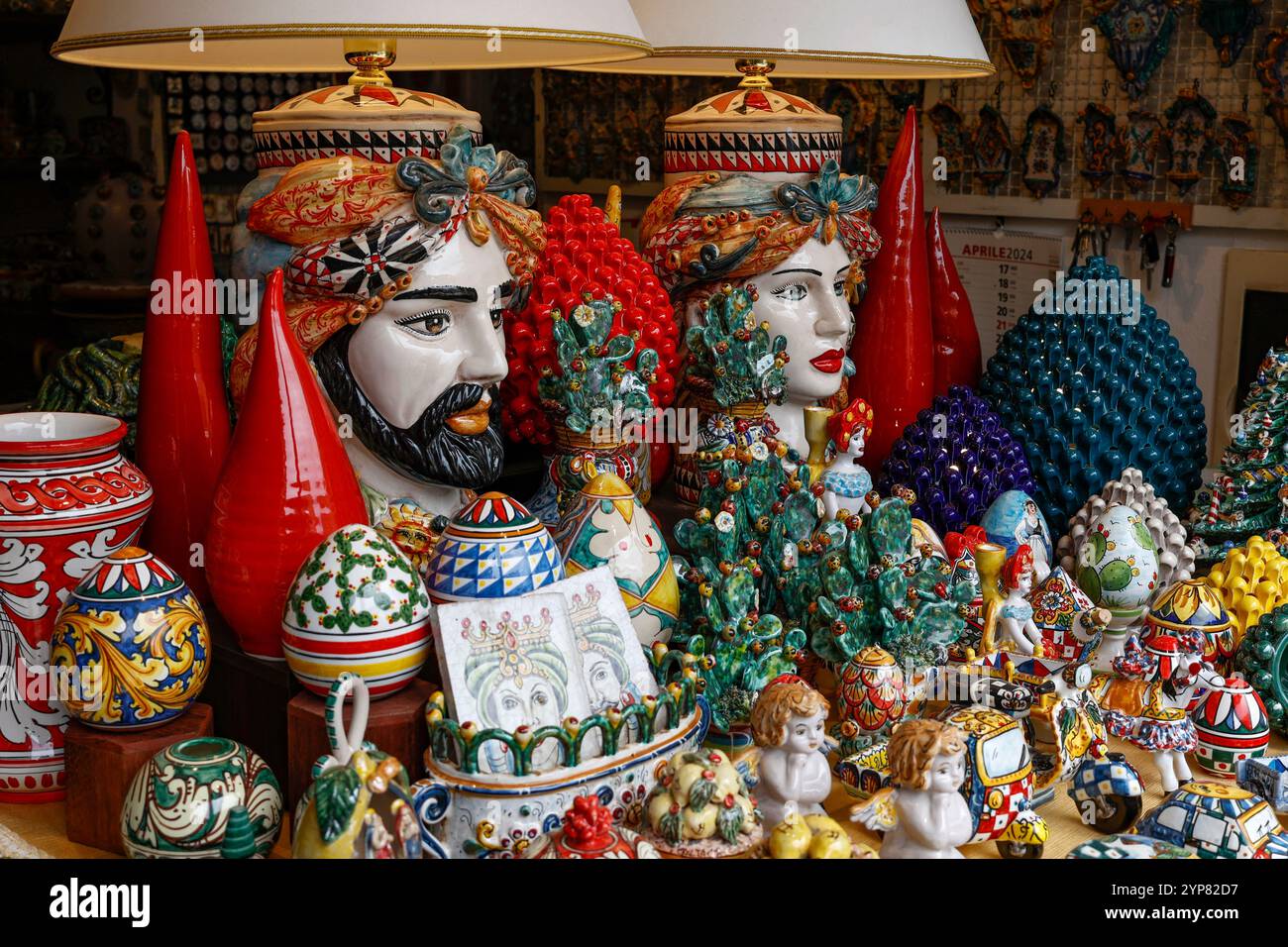 ceramic SICILIAN MOOR’S HEADS or Teste di Moro around the town of ...