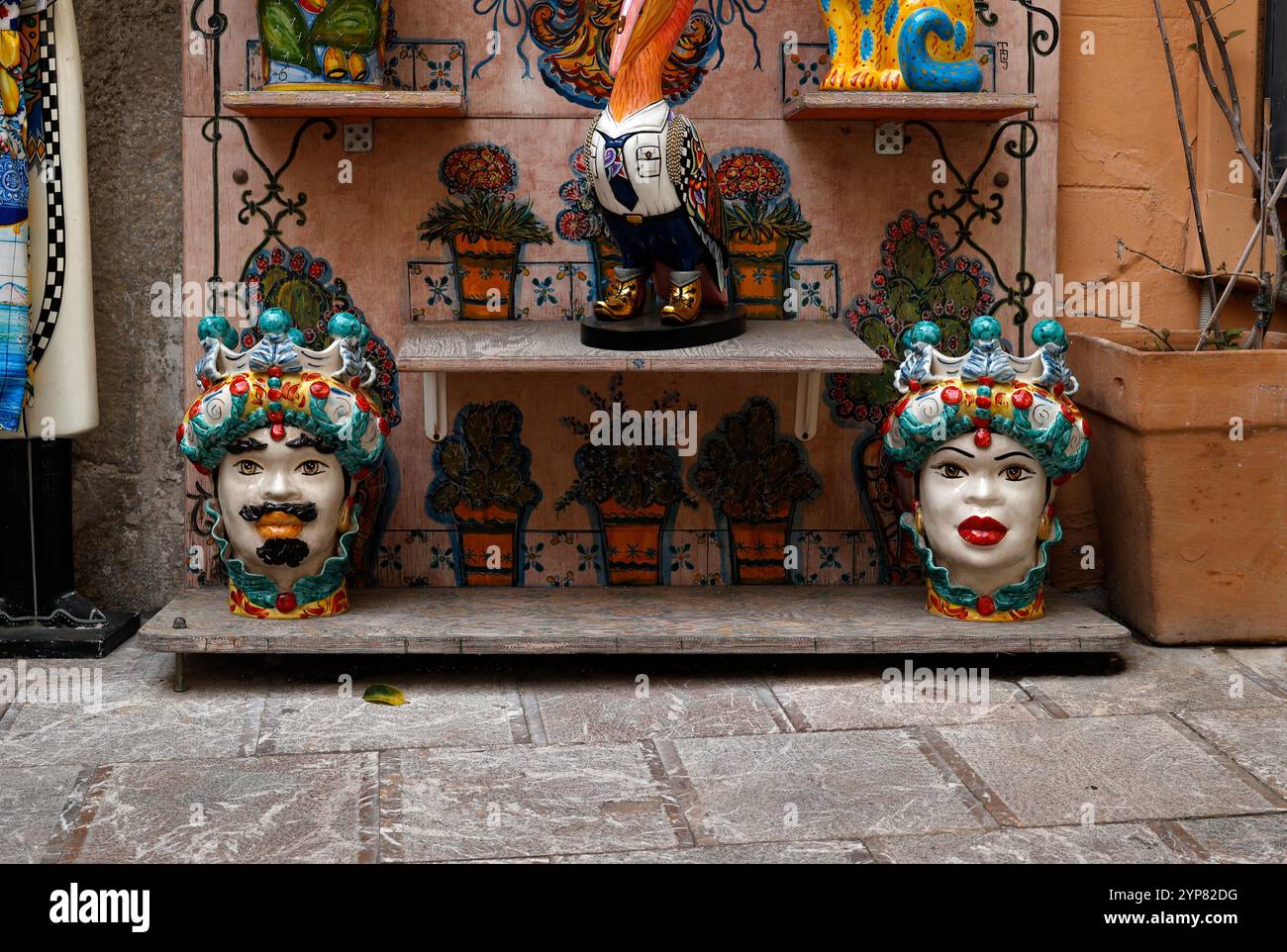 ceramic SICILIAN MOOR’S HEADS or Teste di Moro around the town of ...