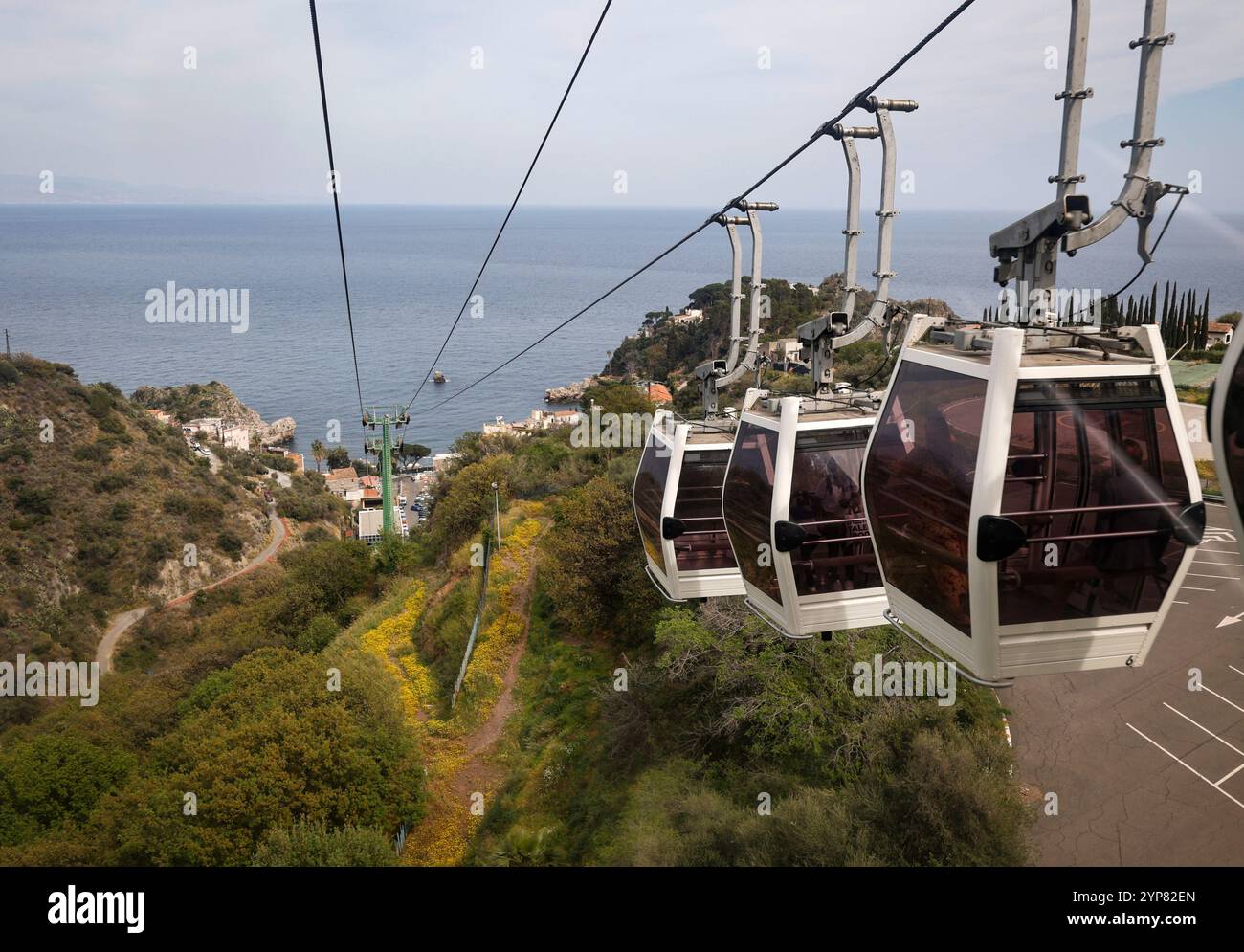 Cable car between Isola Bella & Beach areas of Mazzarò and the main ...