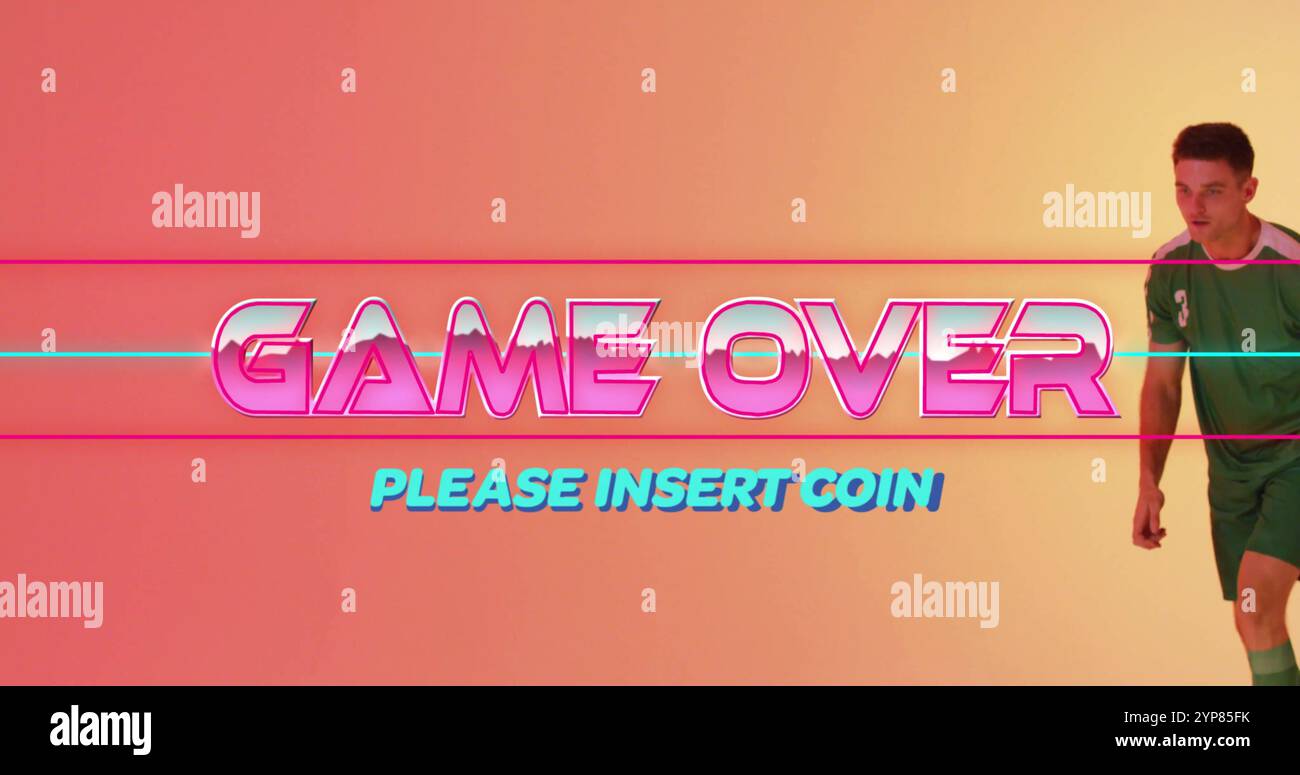 Game over and please insert coin image over man running on gradient ...
