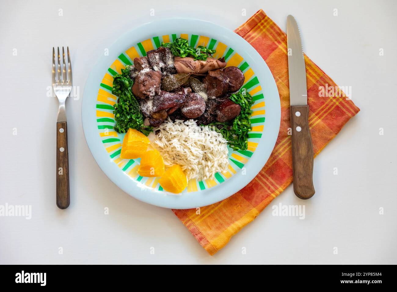 The best and most traditional Brazilian feijoada top view in creative ...