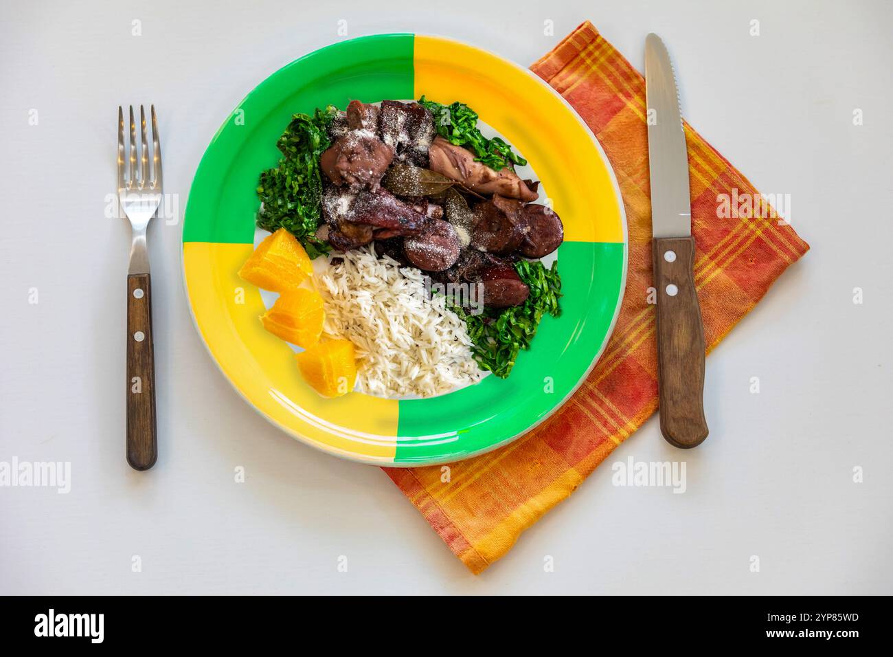The best and most traditional Brazilian feijoada top view in creative ...
