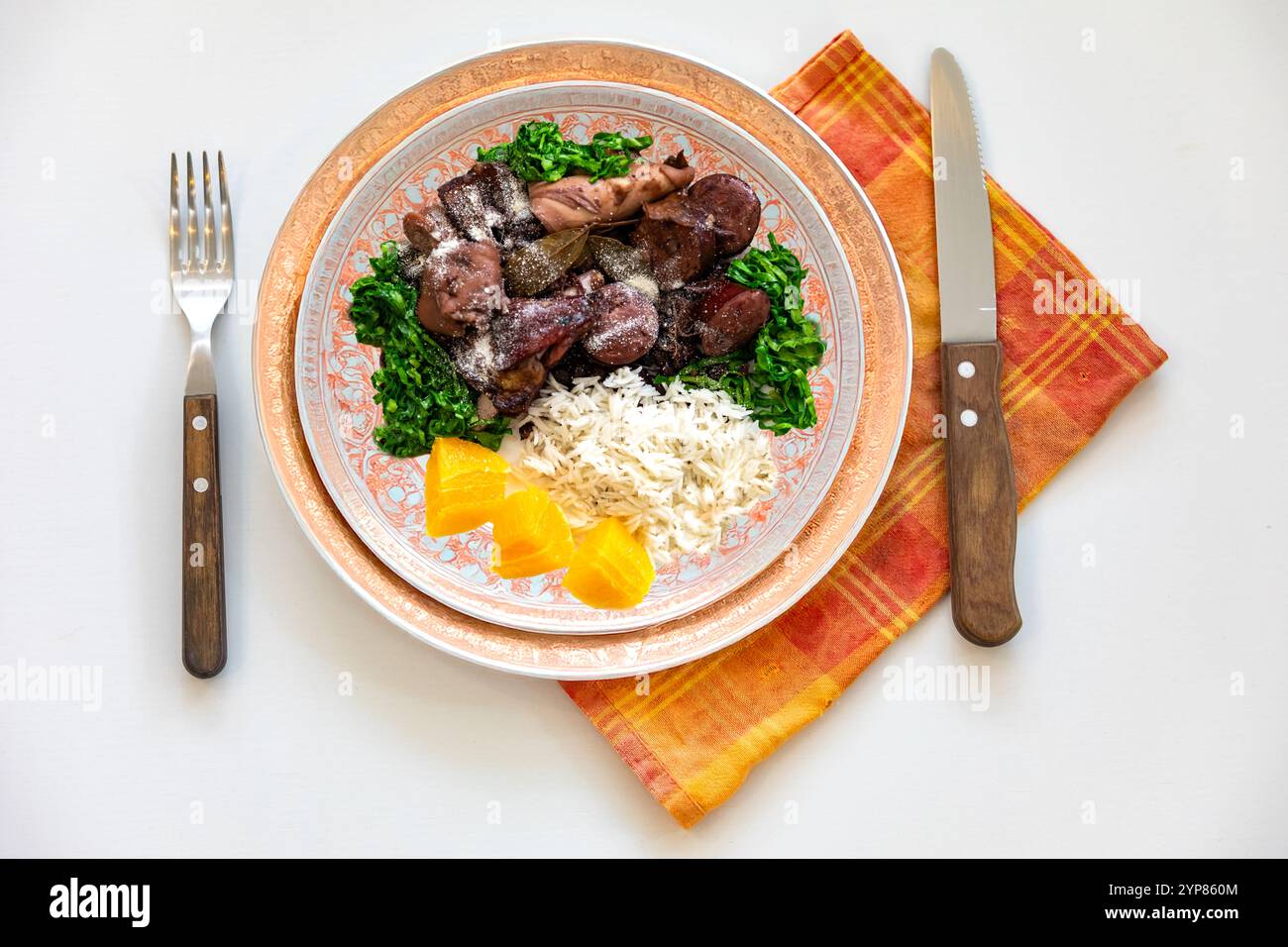 The best and most traditional Brazilian feijoada top view in creative ...